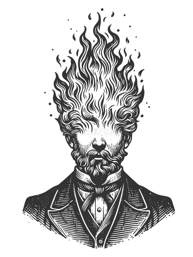 Creative Mind on Fire Engraving Vector Stock Illustration ...