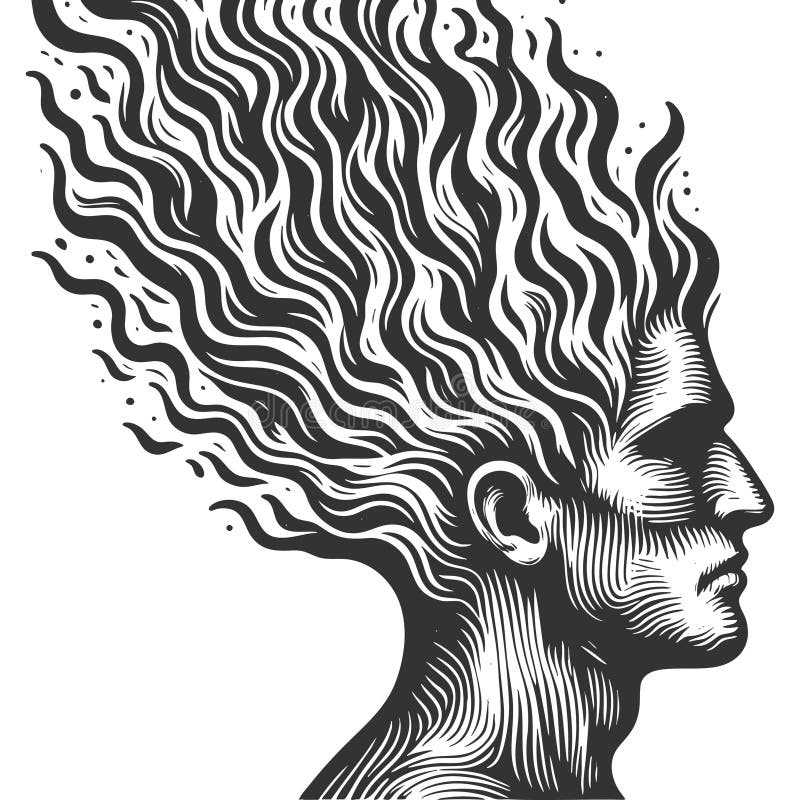 Creative Mind on Fire Engraving Vector Stock Illustration ...
