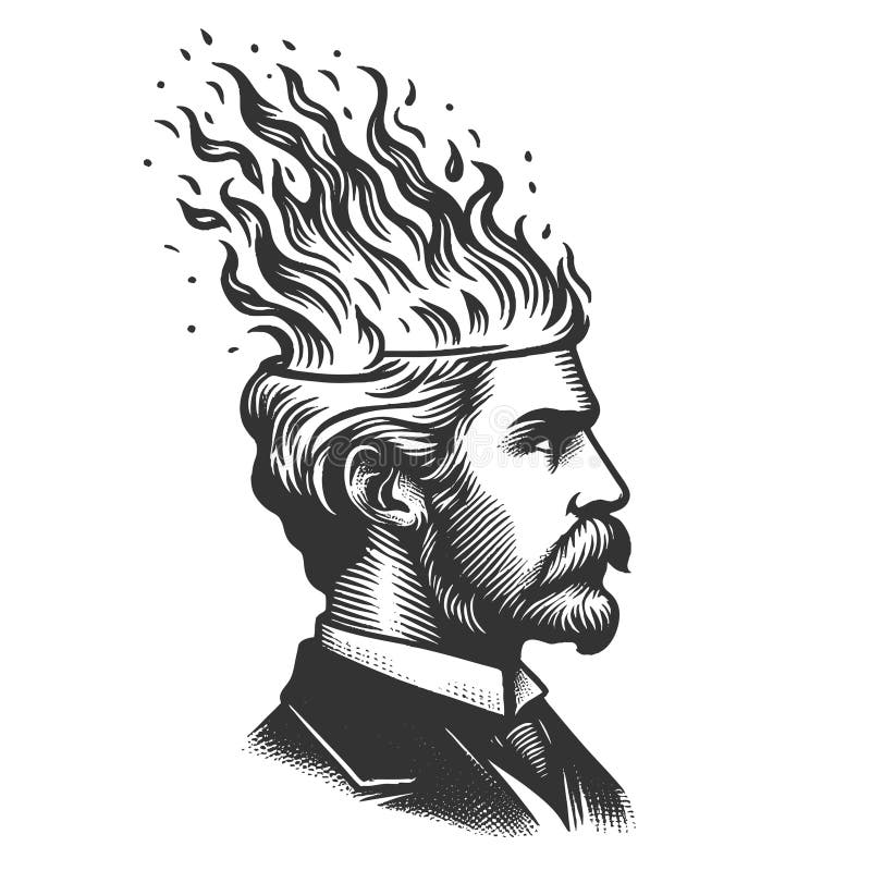 Creative Mind on Fire Engraving Vector Stock Illustration ...