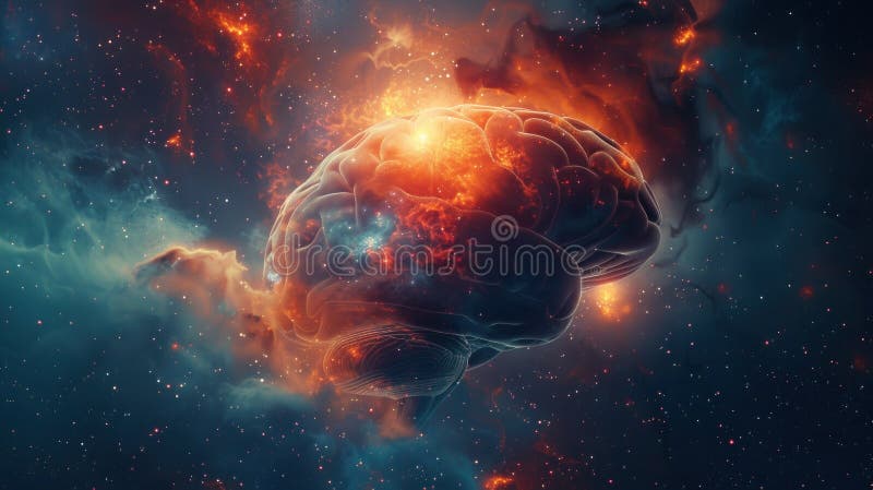 Creative Mind in Galactic Space Stock Illustration - Illustration of ...