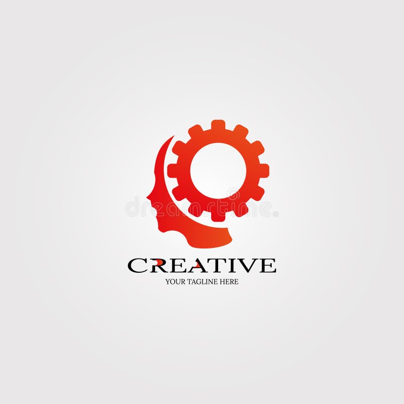 Creative Mind with Gear Icon Templates, Vector Logo Technology for ...