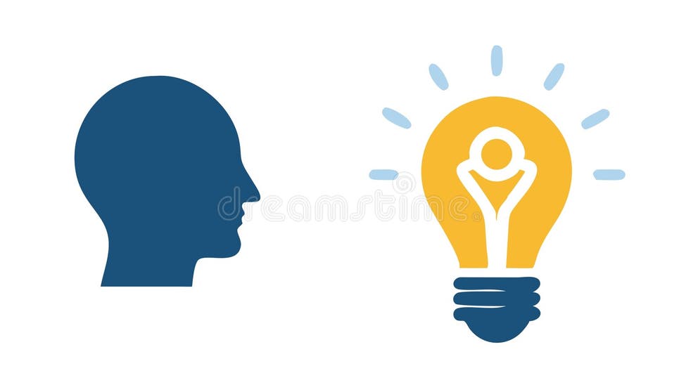 Creative Mind Idea Icon, Intellectual Process and Inspiration, Vector ...