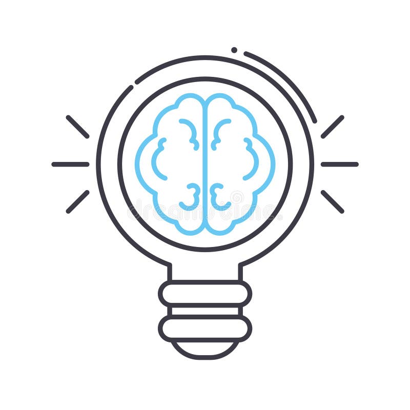 Creative Mind Idea Line Icon, Outline Symbol, Vector Illustration ...