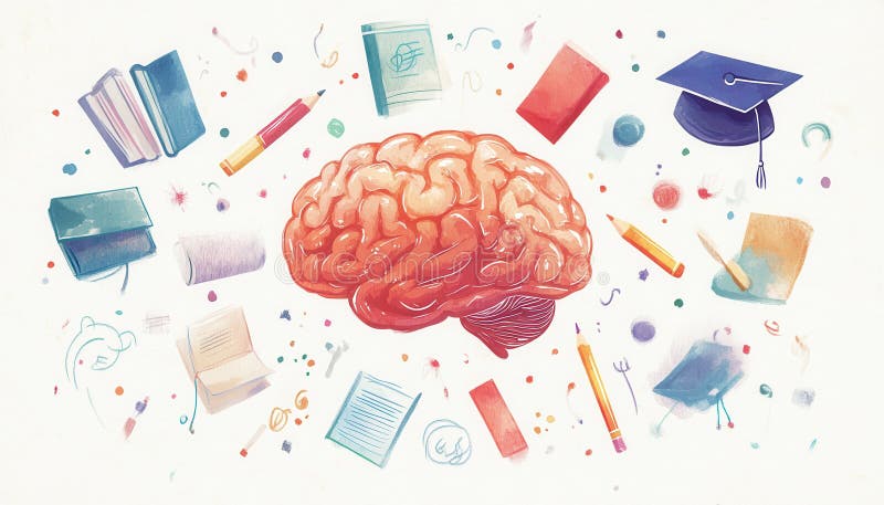 Creative Mind Illustration in Watercolor Style Stock Illustration ...