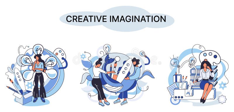 Creative Mind, Imagination or Brainstorm or Originative Idea Concept ...