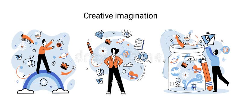 Creative Mind, Imagination or Brainstorm or Originative Idea Concept ...