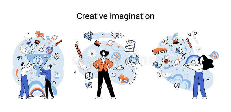 Creative Mind, Imagination or Brainstorm or Originative Idea Concept ...