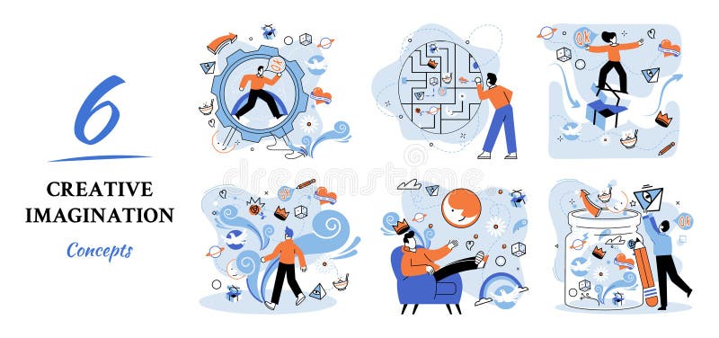 Creative Mind, Imagination or Brainstorm or Originative Idea Concept ...