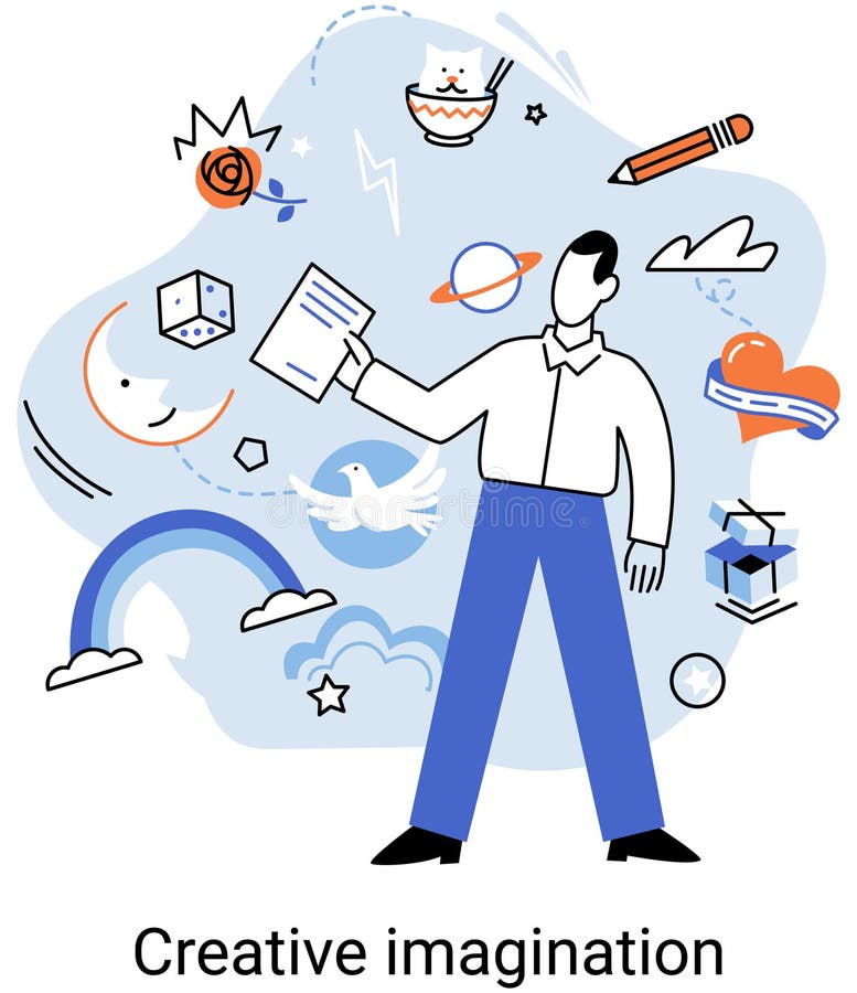 Creative Mind, Imagination or Brainstorm or Originative Idea Concept ...