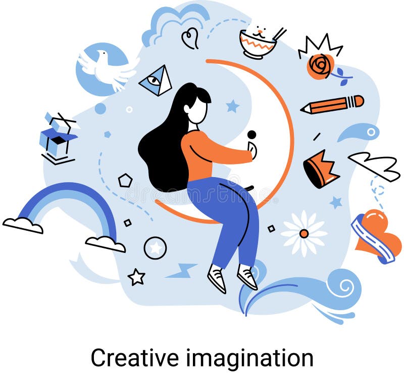 Creative Mind, Imagination or Brainstorm or Originative Idea Concept ...
