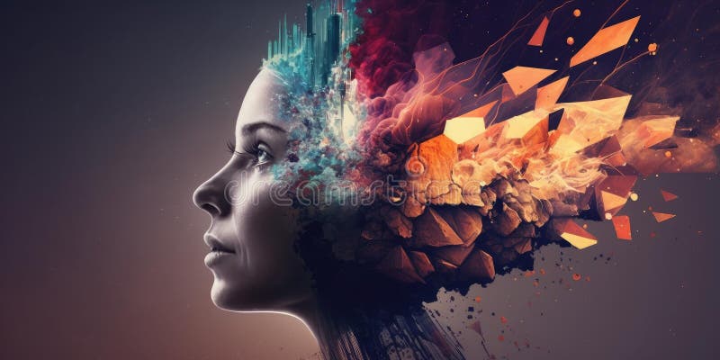 Creative Mind Imagination Concept Art, Exploding Emotions Out of Head ...