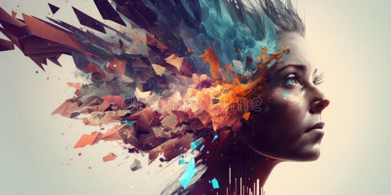 Creative Mind Imagination Concept Art, Exploding Emotions Out of Head ...