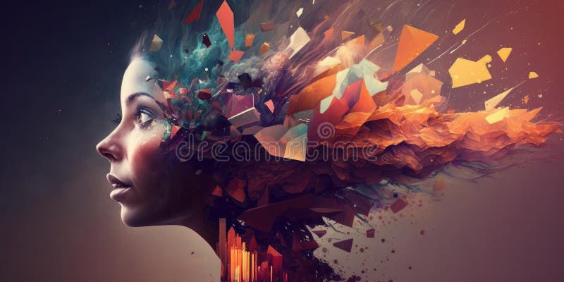 Creative Mind Imagination Concept Art, Exploding Emotions Out of Head ...