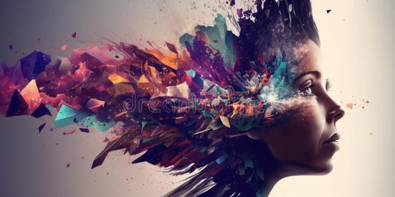 Creative Mind Imagination Concept Art, Exploding Emotions Out of Head ...