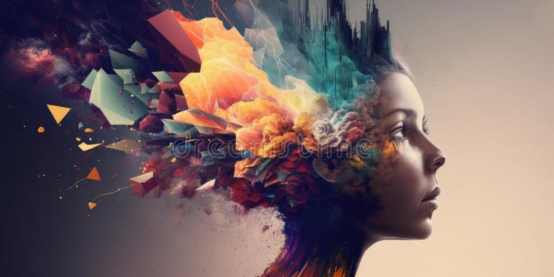 Creative Mind Imagination Concept Art, Exploding Emotions Out of Head ...