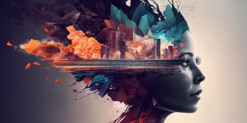 Creative Mind Imagination Concept Art, Exploding Emotions Out of Head ...