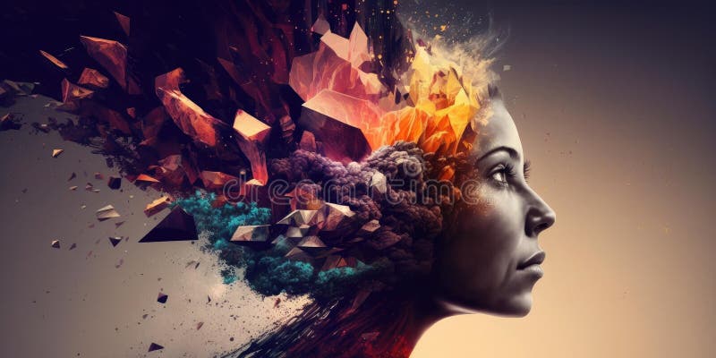 Creative Mind Imagination Concept Art, Exploding Emotions Out of Head ...