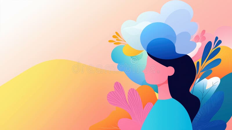 Creative Mind Imagining Fantasy World, Vibrant Visuals, Flat Design ...