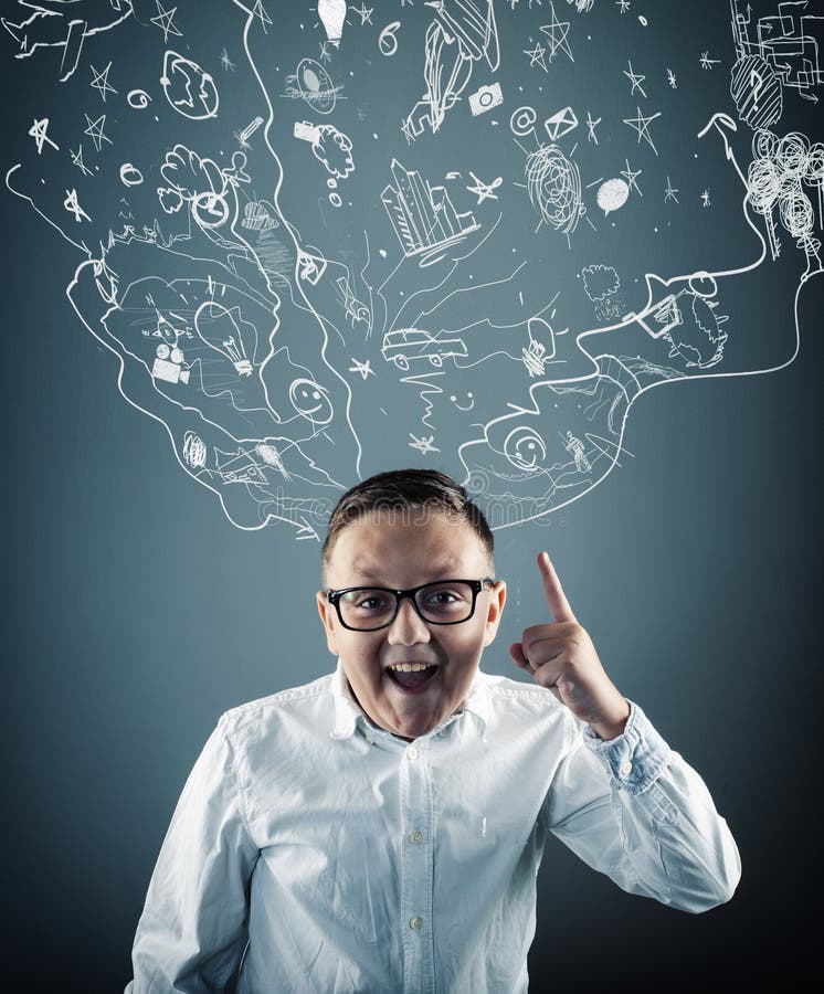 Creative Mind. Kid Next To a Painting Stock Photo - Image of creativity ...