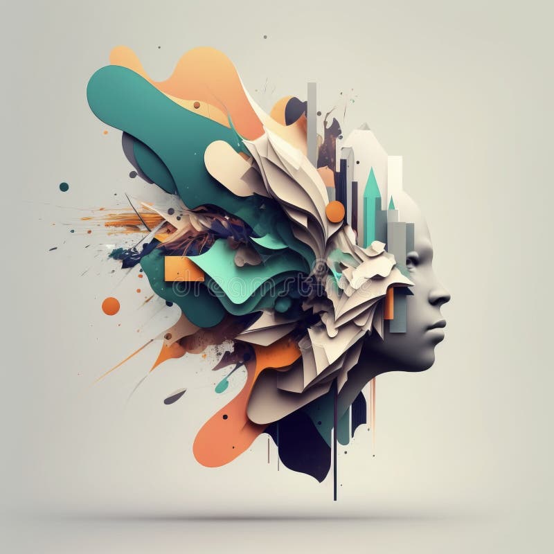 Creative Mind with a Layers of Coloured Thoughts Stock Illustration ...