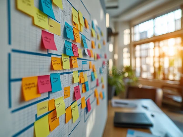 Creative Mind Map with Colorful Sticky Notes Organized in an Office ...