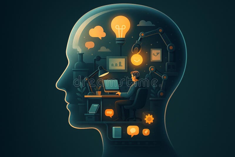 Creative Mind at Work – Human Head Filled with Ideas and Technology ...