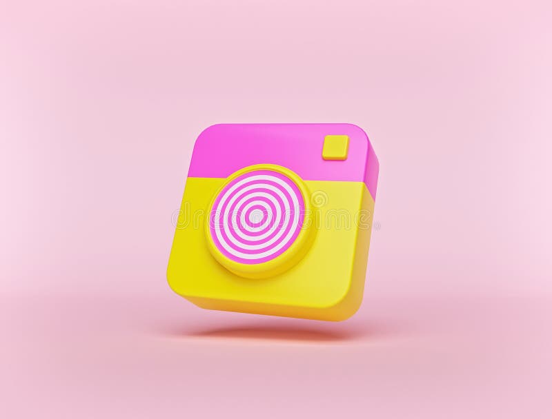 Fancy Camera Icon Isolated on Pastel Background. 3d Rendering Stock ...