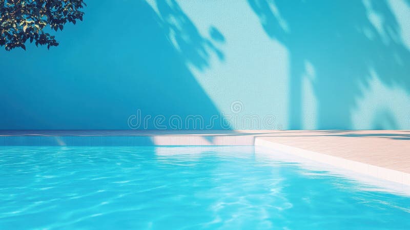 Creative Minimal Summer Blue Background with Swimming Pool and Shadows ...