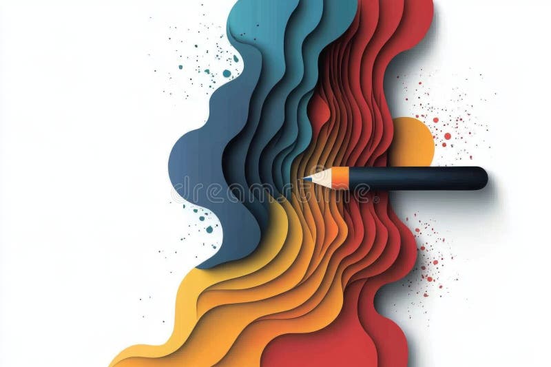 Creative Minimalist Design with Pencil and Colorful Abstract Layers for ...