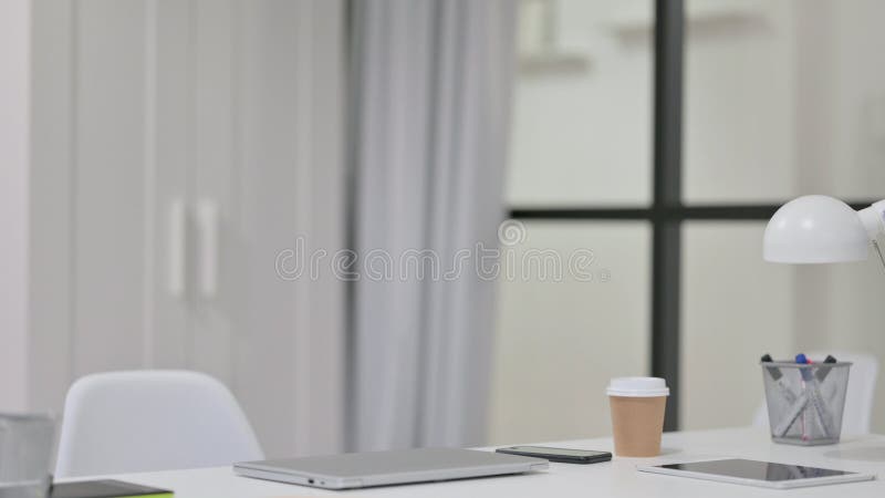 Creative Minimalist Office with Closed Laptop on Desk Stock Image ...