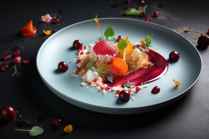 Creative, Minimalist Plating with Pops of Color and Textures Stock ...