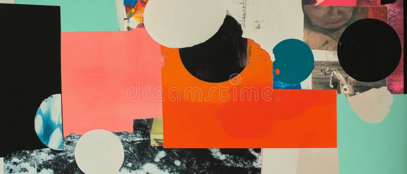 Creative Minimalistic Collage Featuring Various Textures and Ink Blots ...