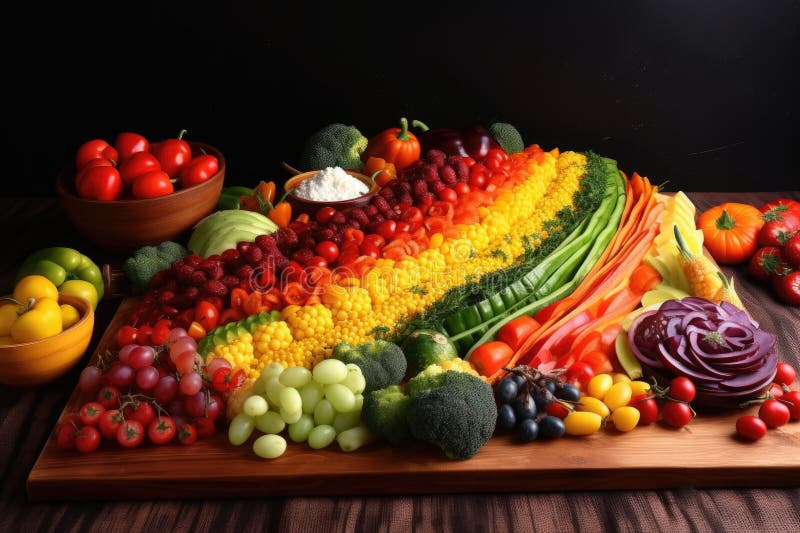 Creative Mix of Different Foods, Including Fruits and Vegetables, To ...