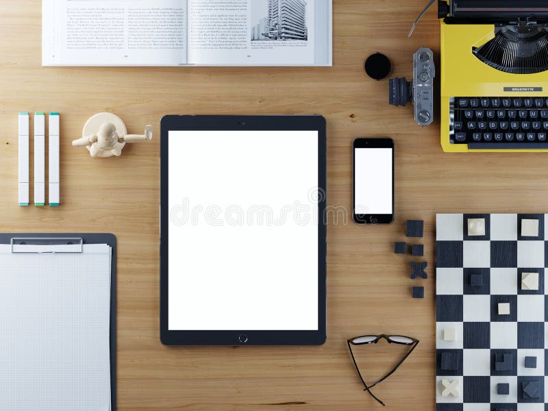 Creative Mockup Screen Tablet Top View. Stock Illustration ...