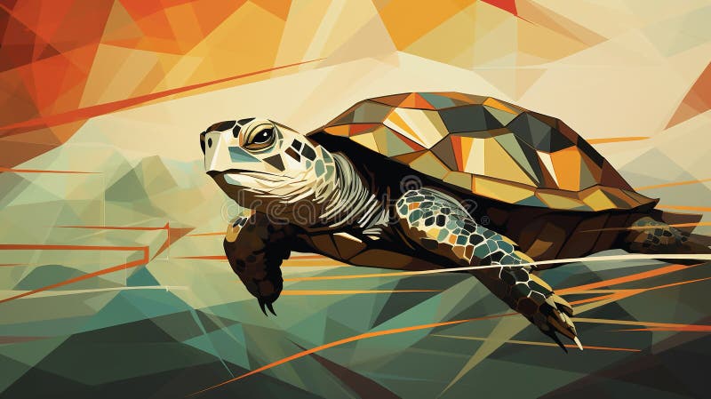 Creative Modern Artwork of a Swimming Turtle, Abstract Banner Design ...