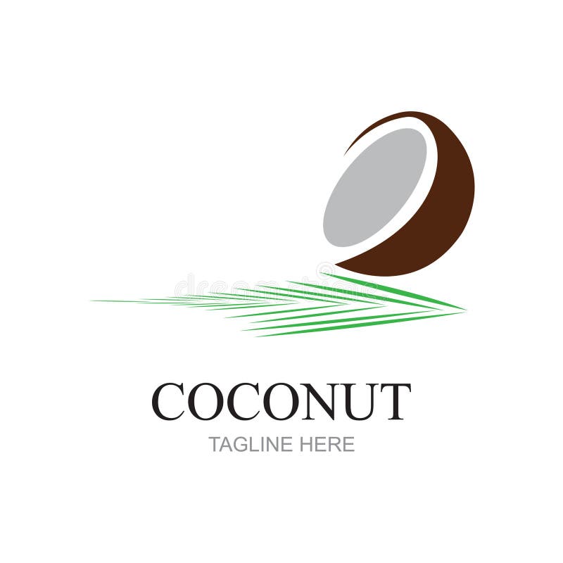 Creative Modern Coconut with Leaves Sign Logo Design Template Stock ...