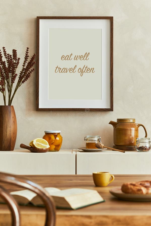 Creative and Modern Dining Room Interior Design with Mock Up Poster ...