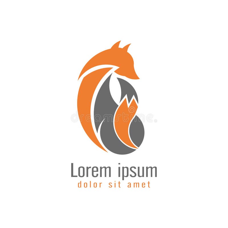 Creative Modern Fox Logo Design Template Two Tone Orange and Gr Stock ...