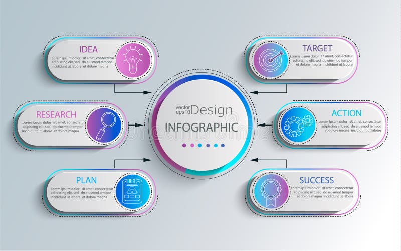 Creative Modern Infographic with 6 Steps. Stock Vector - Illustration ...