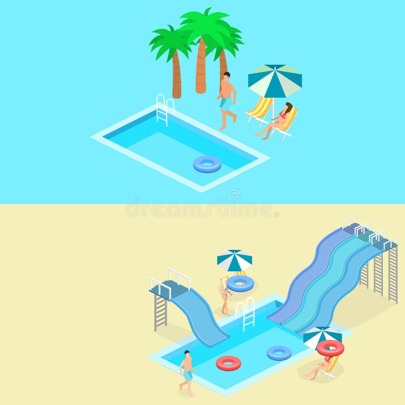 Creative Modern Isometric Design of Swimming Pool Stock Illustration ...