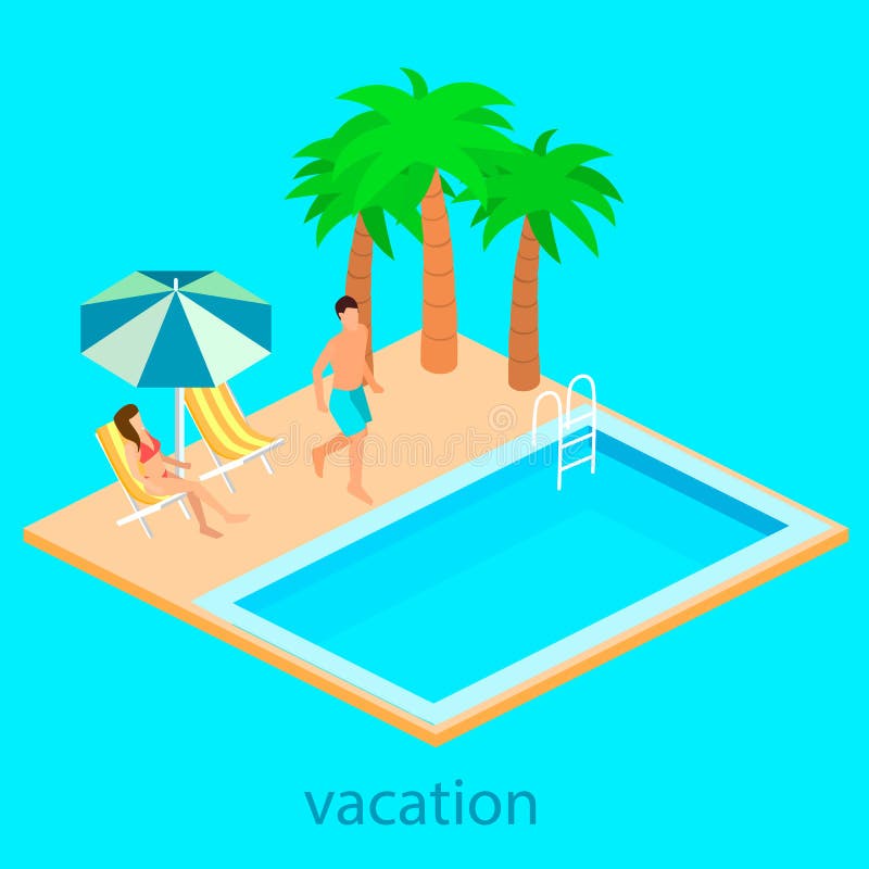 Creative Modern Isometric Design of Swimming Pool Stock Illustration ...