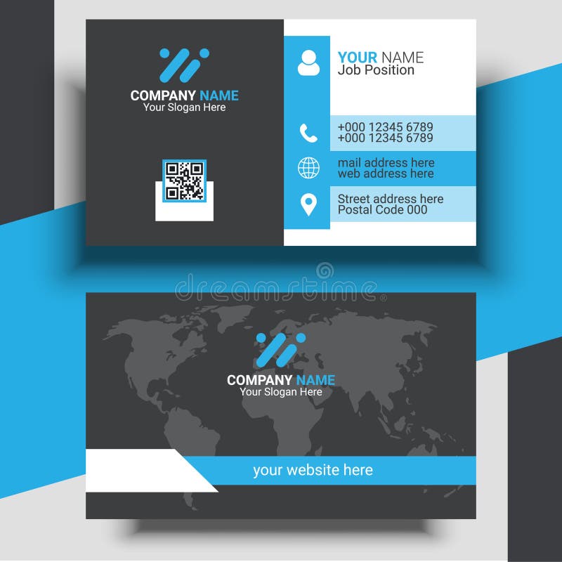 A Creative Modern Professional Blue Business Card Design Template Stock ...