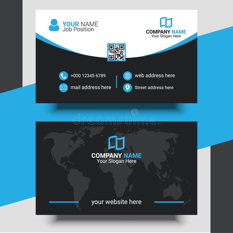 A Creative Modern Professional Blue Business Card Design Template Stock ...