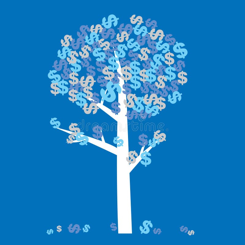 Money Tree with Leaf in Money Sign Stock Vector - Illustration of ...