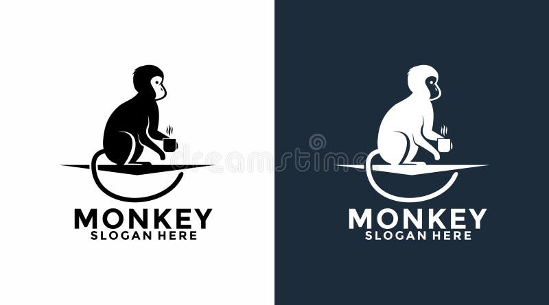 Creative Monkey Drink Logo Vector, Chimp Drink Logo, Premium Minimalism ...