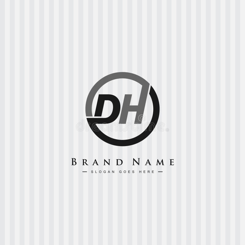 Creative Monogram for Initial Letter DH Logo - Minimal Vector Logo Template for Alphabet D & H ...