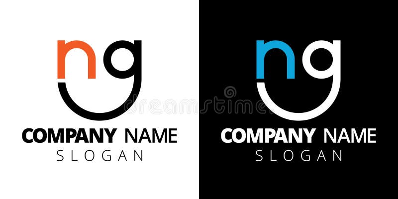 Creative Monogram Logo Template. Letter NG Isolated on White and Black ...