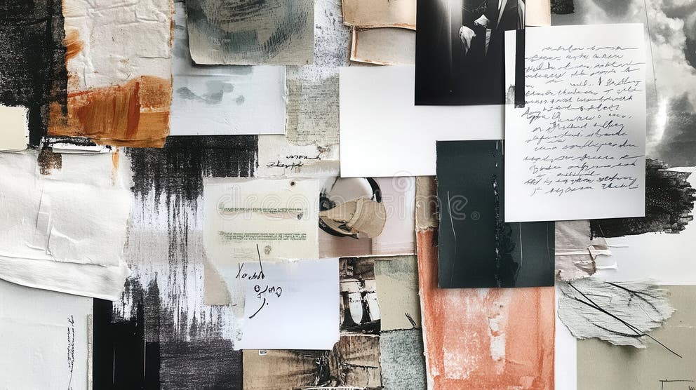 Creative Mood Board Collage with Layered Textures and Handwritten Notes ...