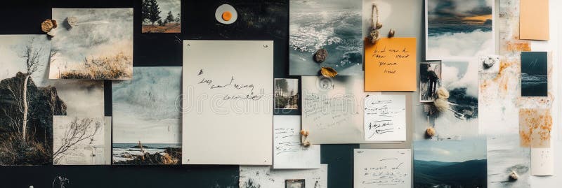 Creative Mood Board Collage with Layered Textures and Handwritten Notes ...