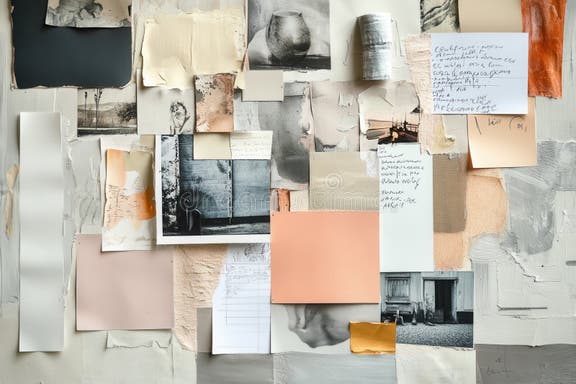 Creative Mood Board Featuring Layered Textures, Cut-out Images, and ...